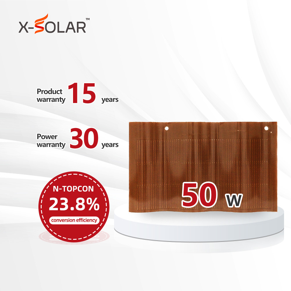 50 Watt Curved Solar Roof Tiles Photovoltaic Solar Module Tiles High Efficiency