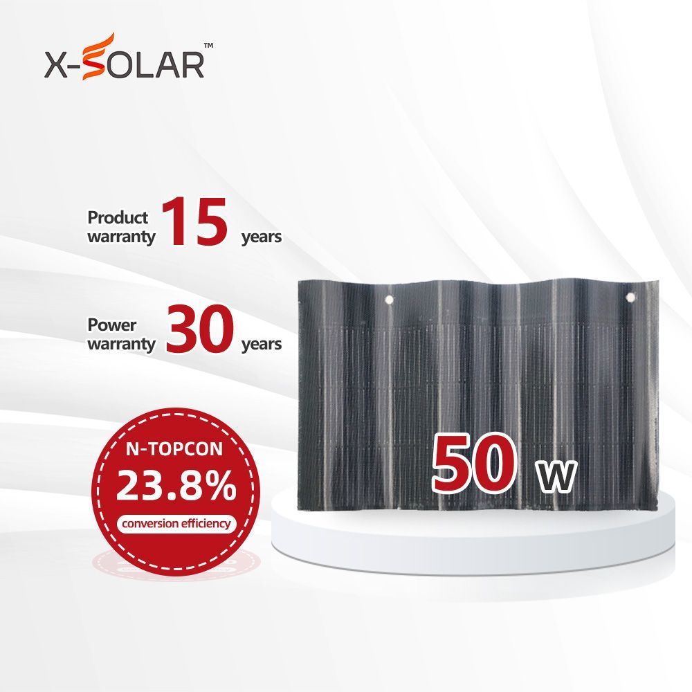 Max. Fuse Current 25A BIPV 50W Red Solar Floor Roof Tiles Topcon Mono ...