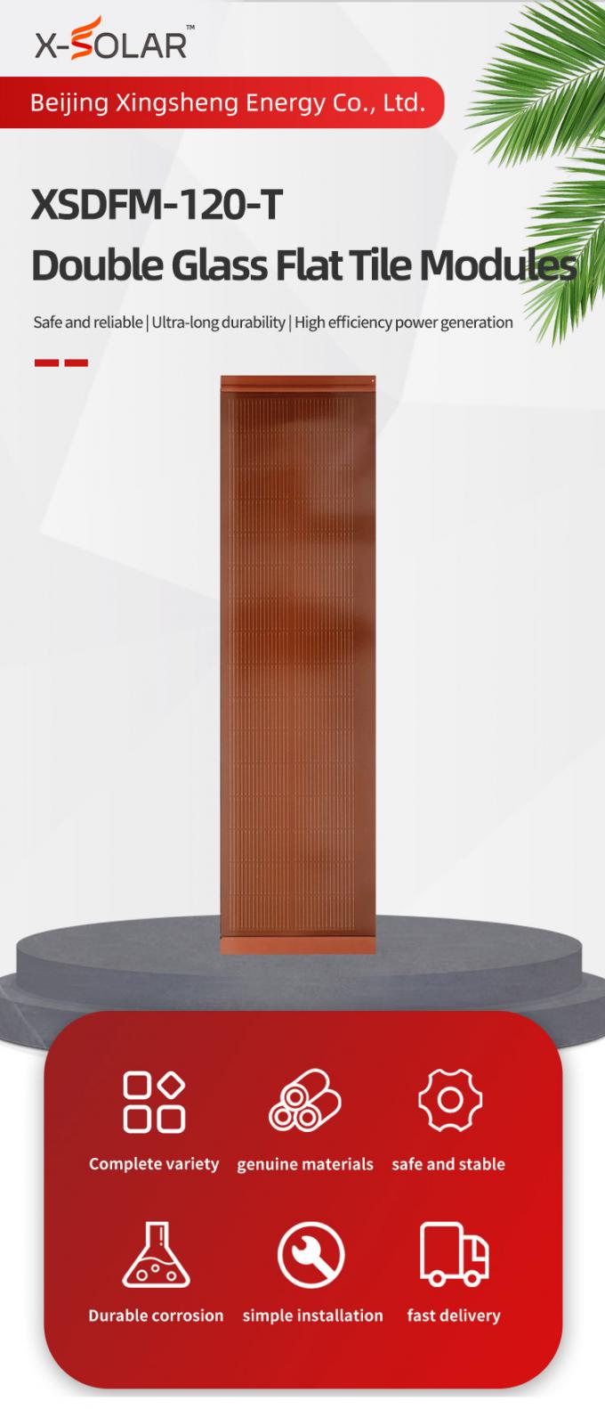 Orange Double Glass Flat Solar Tile Modules 120W Solar Panels Max Fuse ...